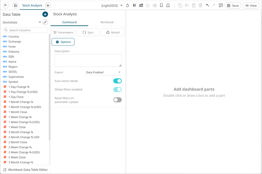 Setting the Dashboard Properties