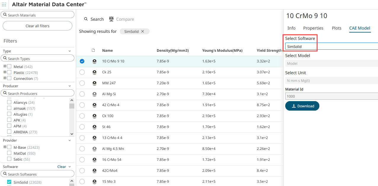Altair Material Data Center